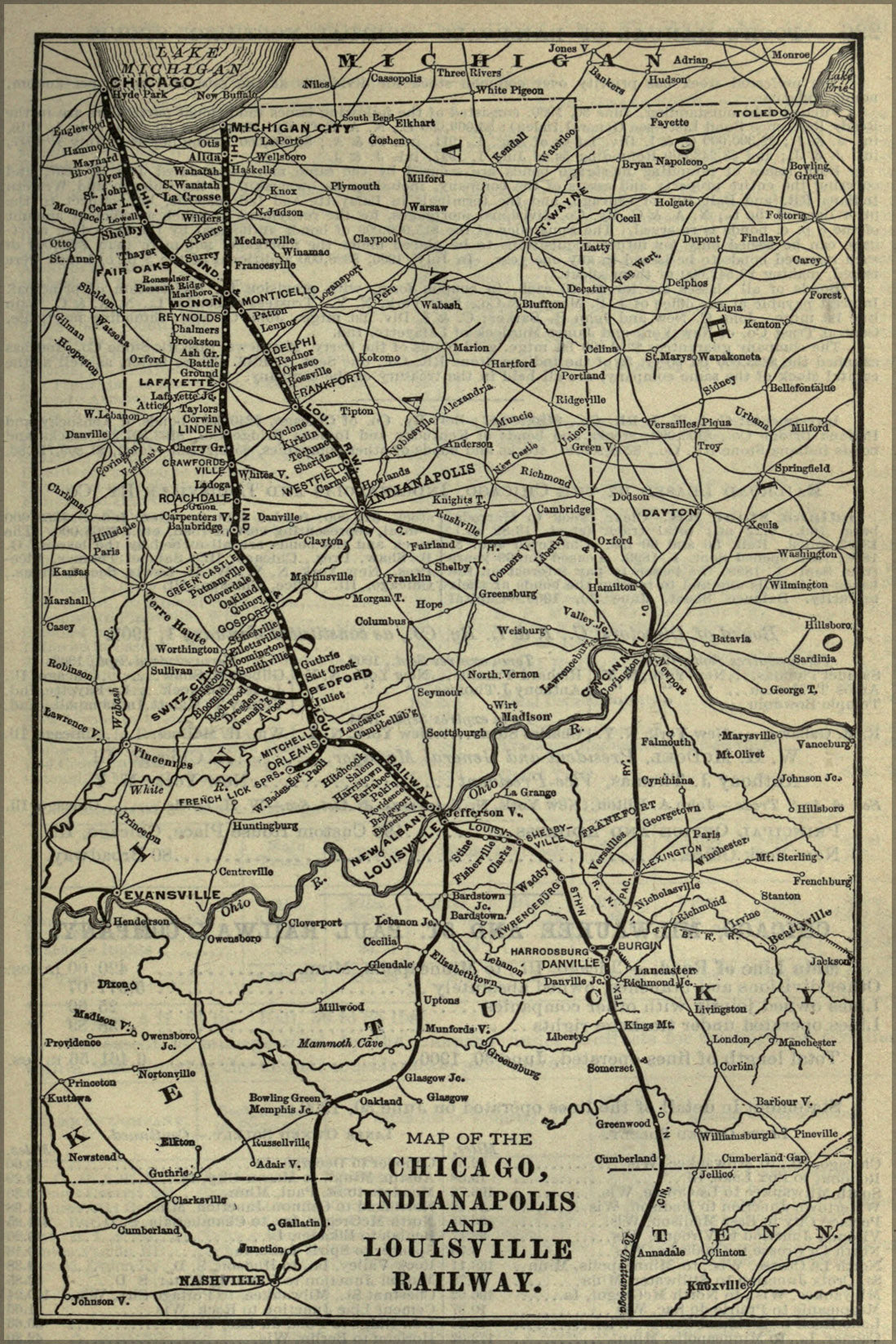 24"x36" Gallery Poster, 1901 Poor's Chicago, Indianapolis and Louisvil ...