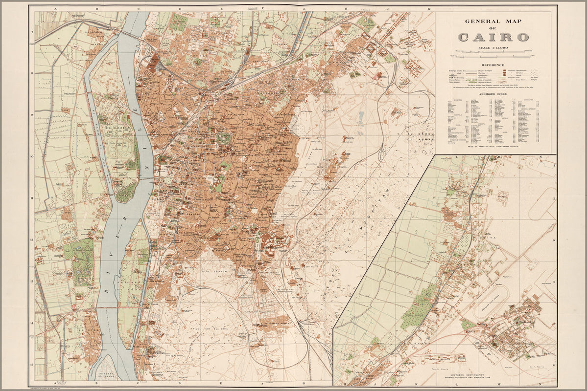 24"x36" Gallery Poster, General map of Cairo egypt 1920 ...
