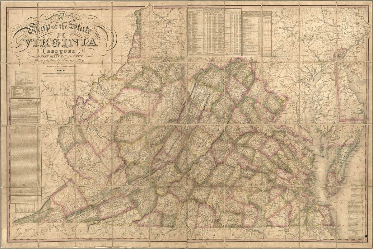 Poster, Many Sizes; MAP OF THE STATE OF VIRGINIA 1827 ...