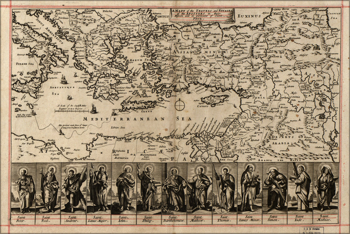 24"x36" Gallery Poster, bible map travels of apostles & saint paul 168 ...