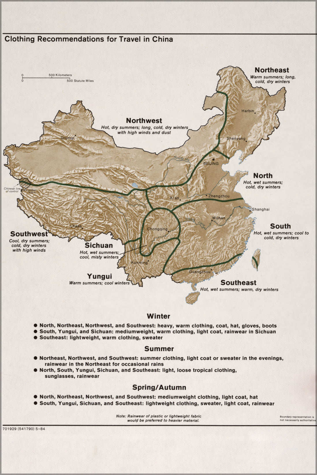 24"x36" Gallery Poster, cia map of Clothing for travel in China 1984 ...
