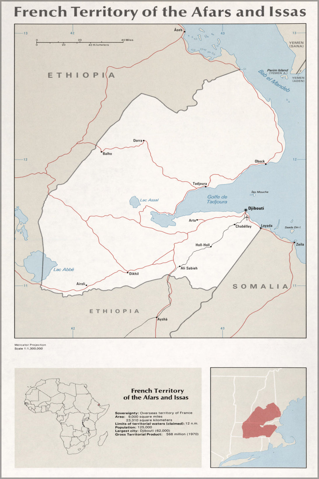 24"x36" Gallery Poster, cia map of French Territory of Afars & Issas 1 ...