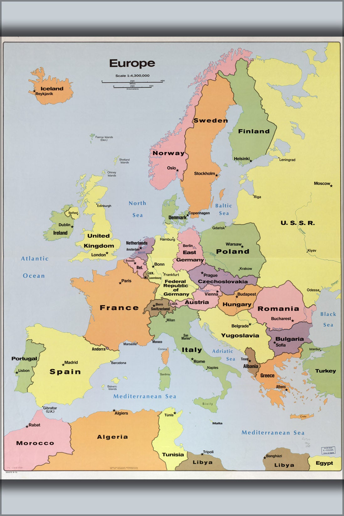 Poster, Many Sizes Available; Cia Map Of Europe 1972 ...