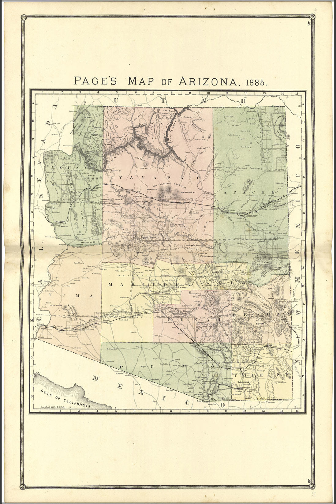 Poster, Many Sizes Available; Map Of Arizona, 1885 ...