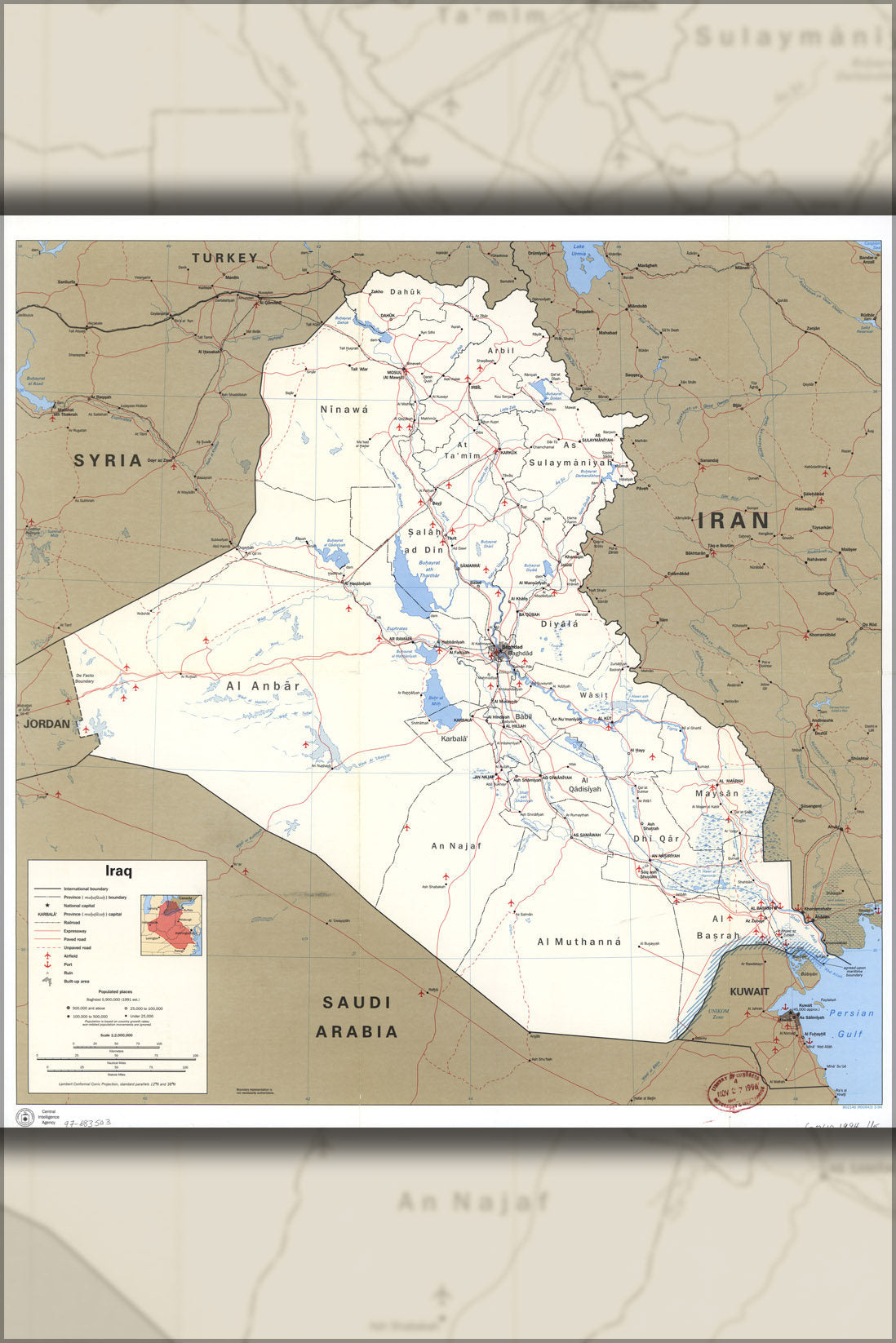 Poster, Many Sizes Available; Cia Map Of Iraq 1994 ...