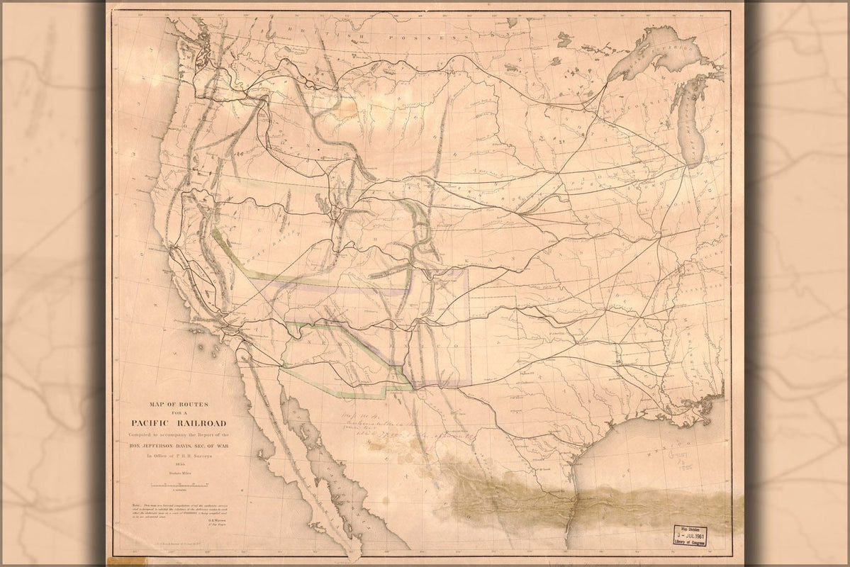 Poster, Many Sizes Available; Map Of Transcontinental Railroad Routes ...