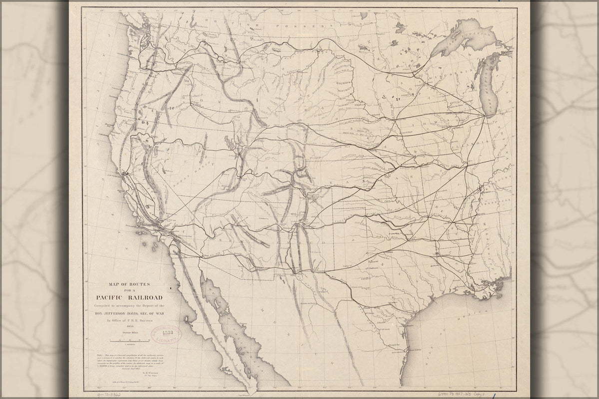 Poster, Many Sizes Available; Map Of Transcontinental Railroad Routes ...