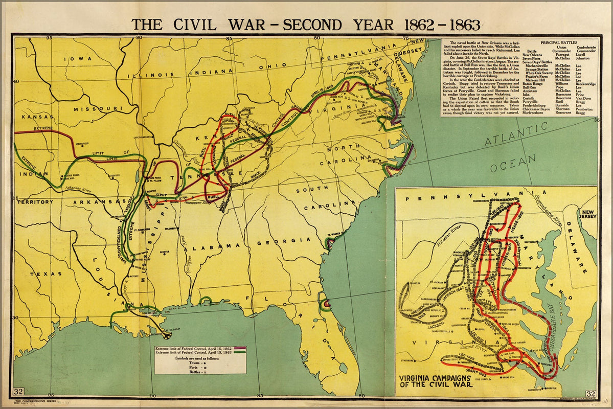 Poster, Many Sizes Available; Map Of Civil War Second Year ...