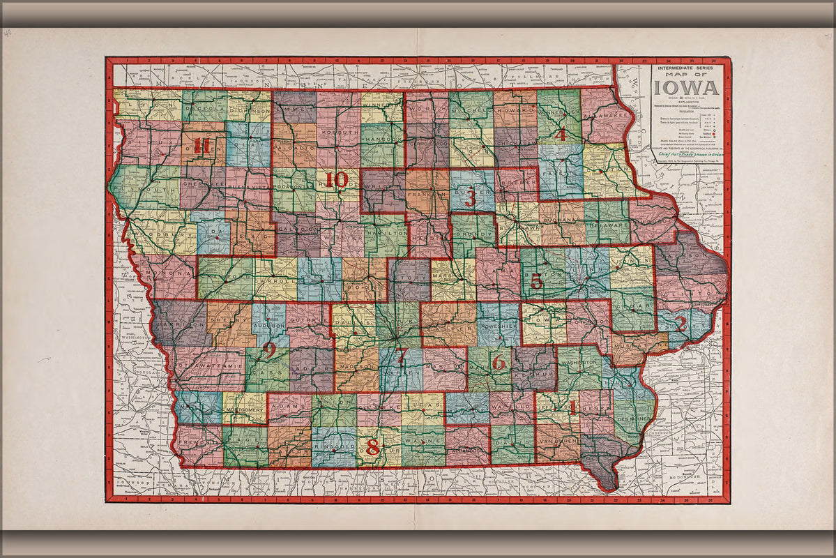 Poster, Many Sizes Available; County Map Of Iowa 1917 ...