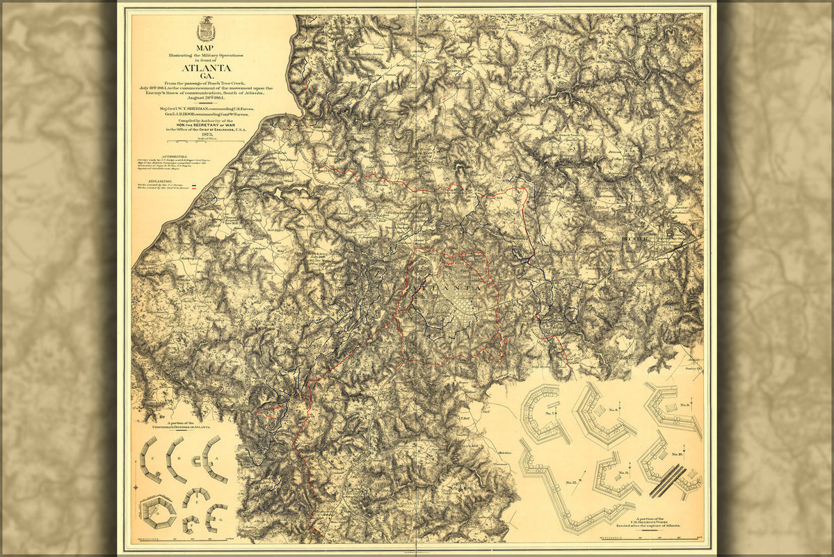 Poster, Many Sizes Available; Map Military Ops Around Atlanta, Georgia ...