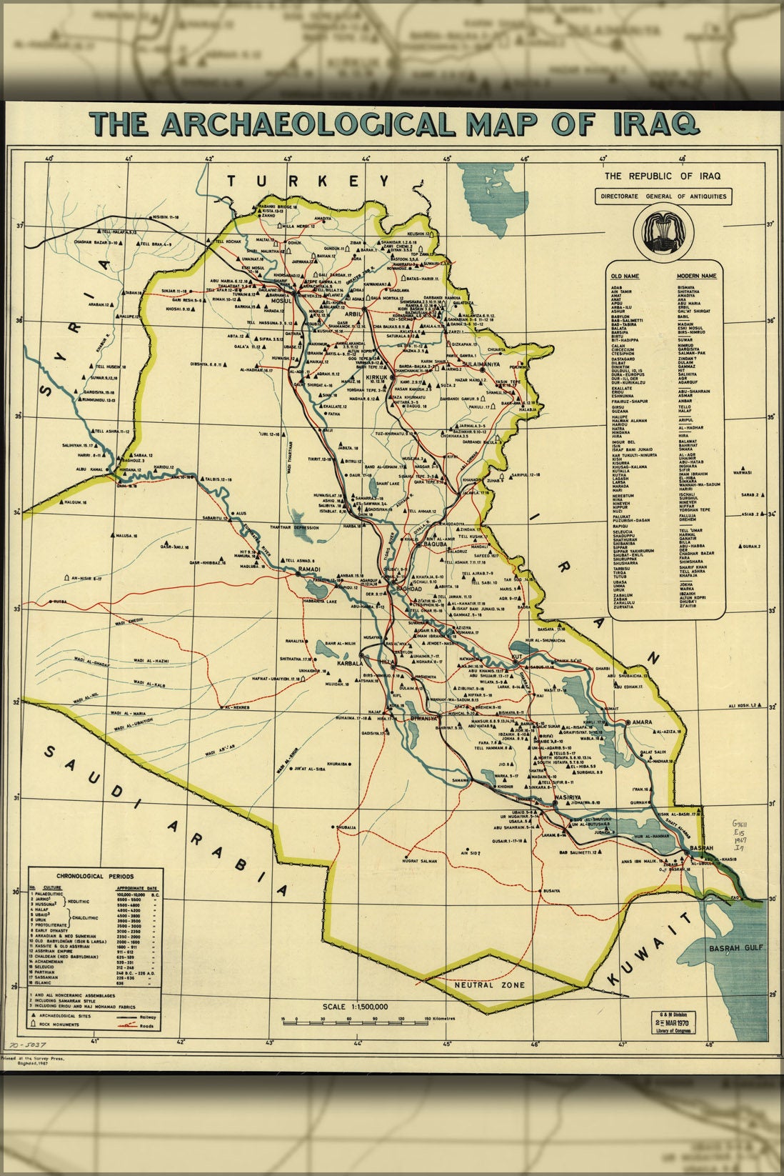 Poster, Many Sizes Available; Archaeological Map Of Iraq 1967 ...