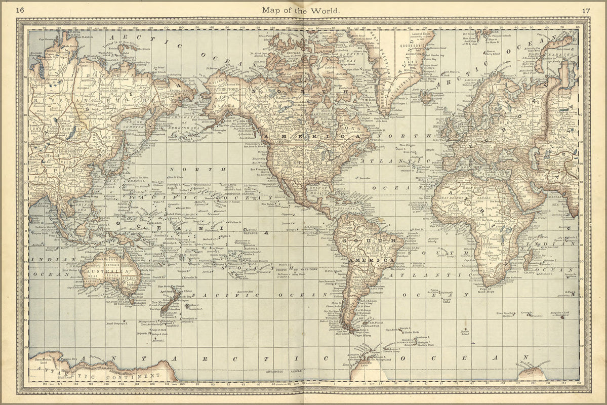 Poster, Many Sizes Available; World Map 1881 — HistoryGalorePosterStore.com