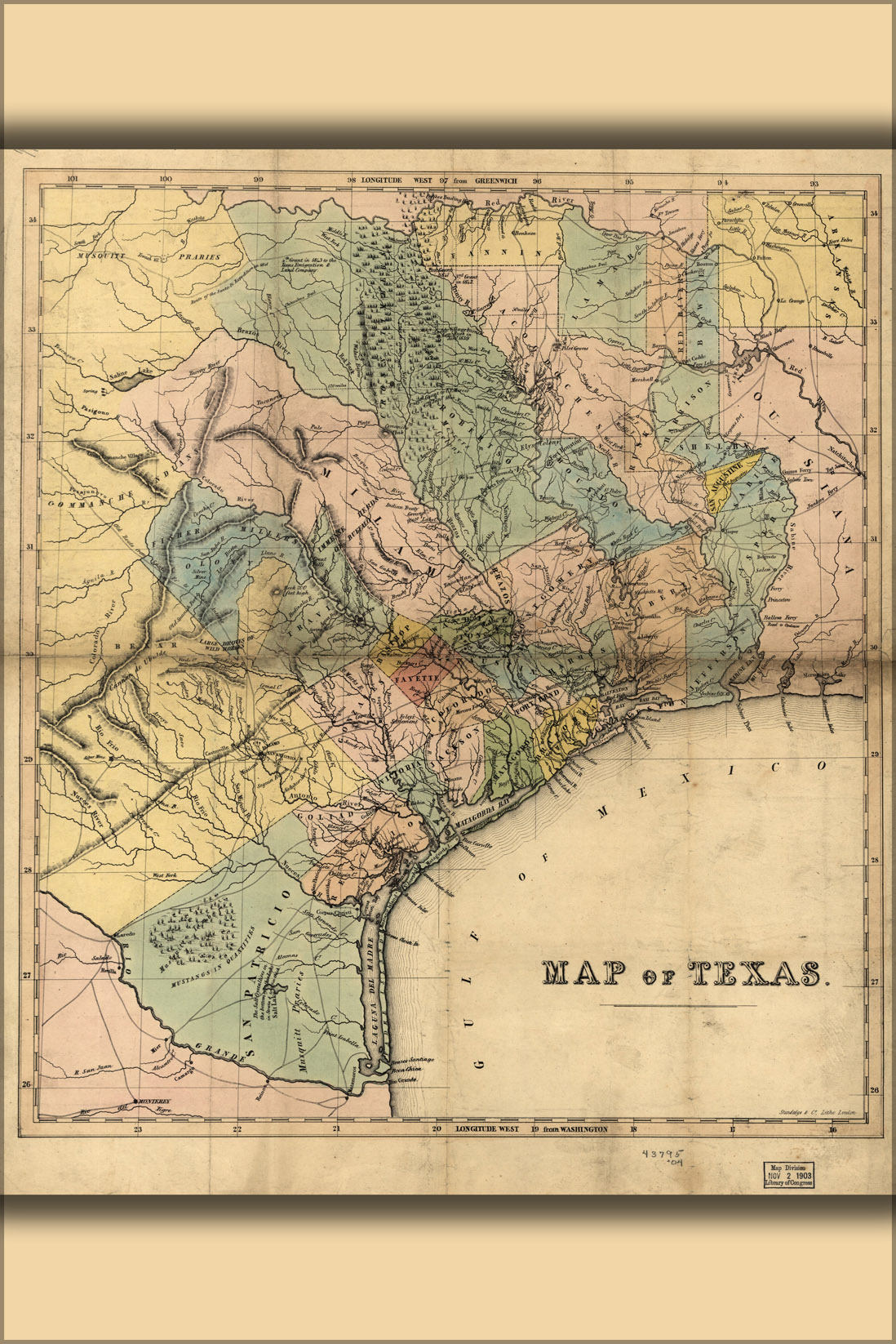 Poster, Many Sizes Available; Map Of Texas 1840 ...