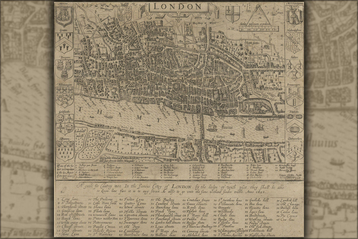 Poster, Many Sizes Available; Map Of London By John Norden, 1593 ...
