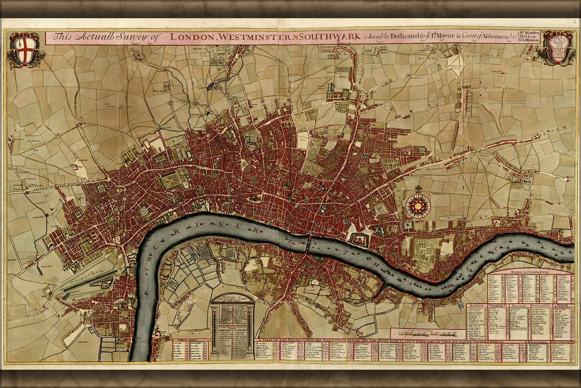 Poster, Many Sizes Available; Map Of London England 1709 ...