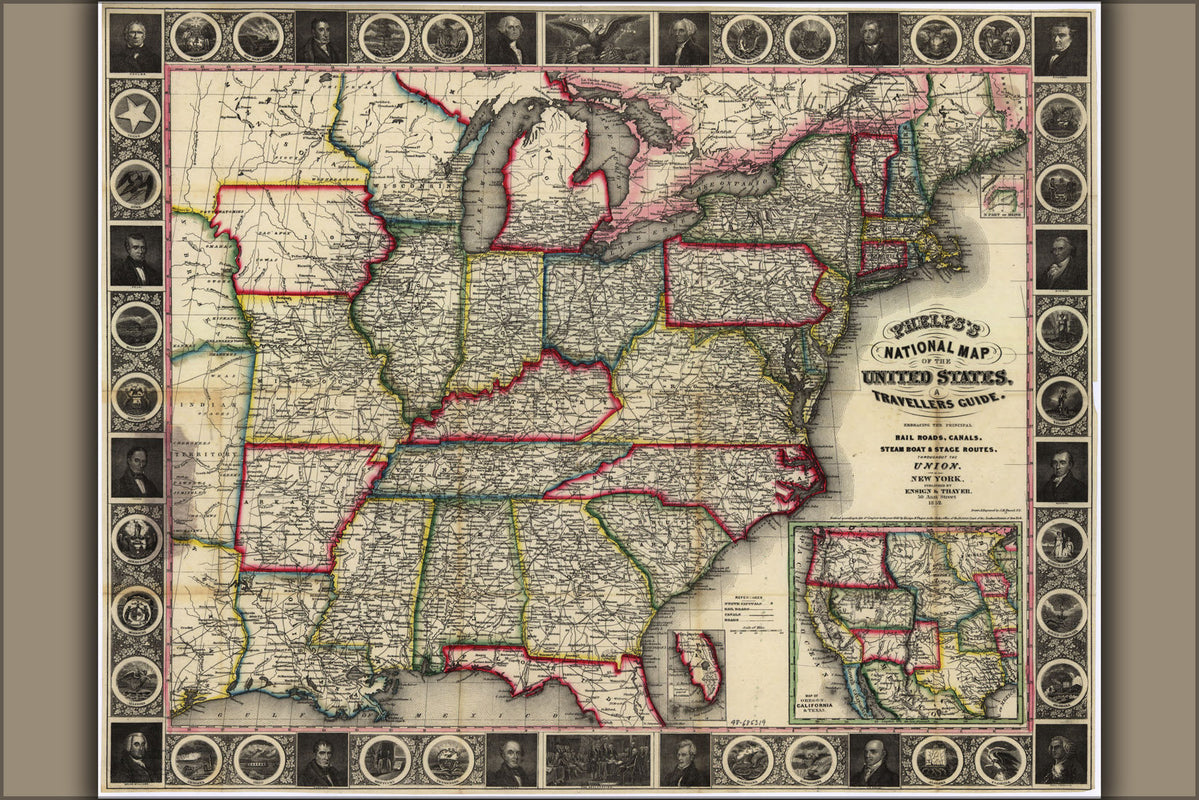 Poster, Many Sizes Available; Map Of The United States Of America 1852 ...