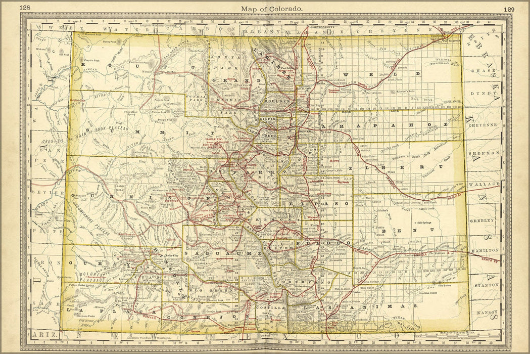 Poster, Many Sizes Available; Map Of Colorado 1881 ...