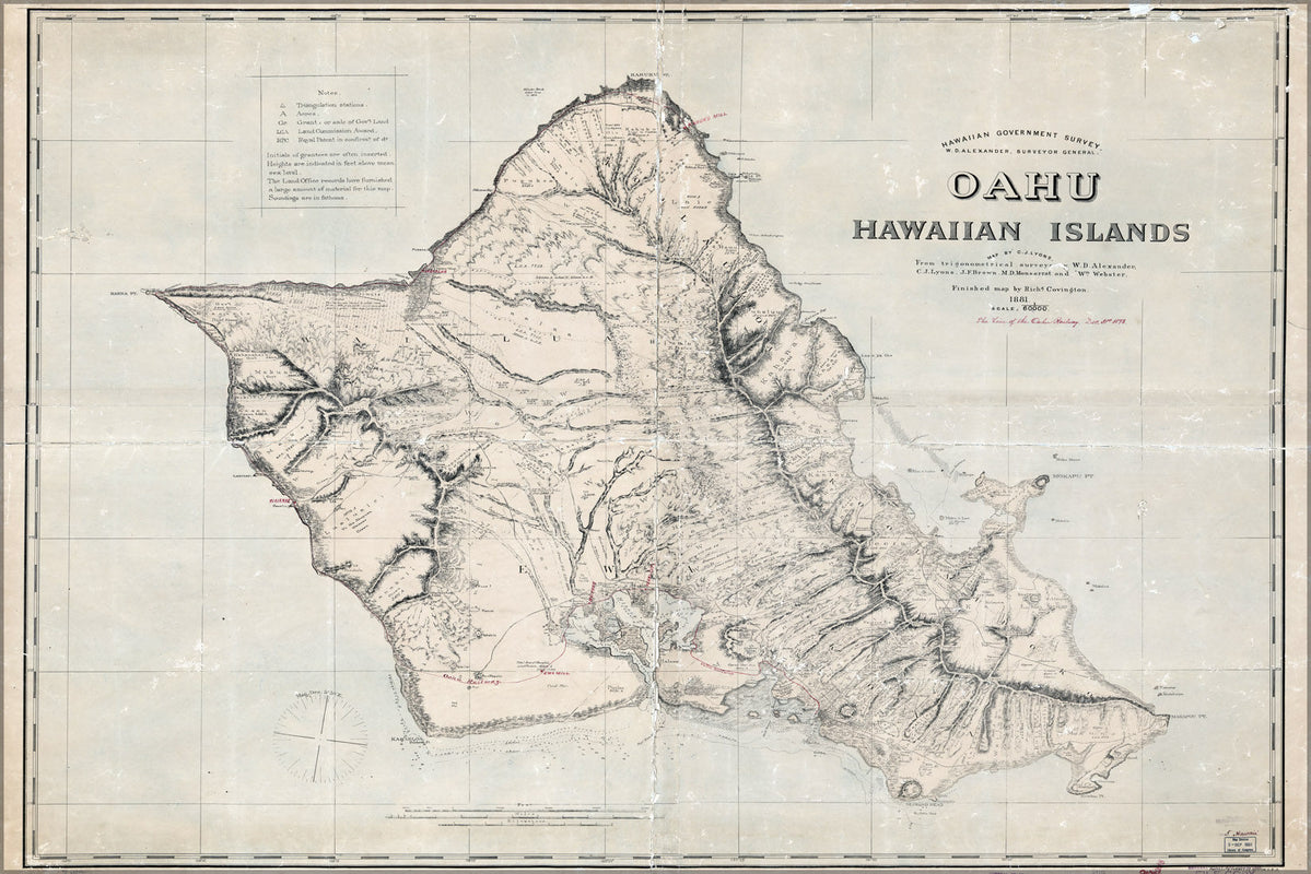 Poster, Many Sizes Available; Map Of Oahu Hawaii 1898 ...