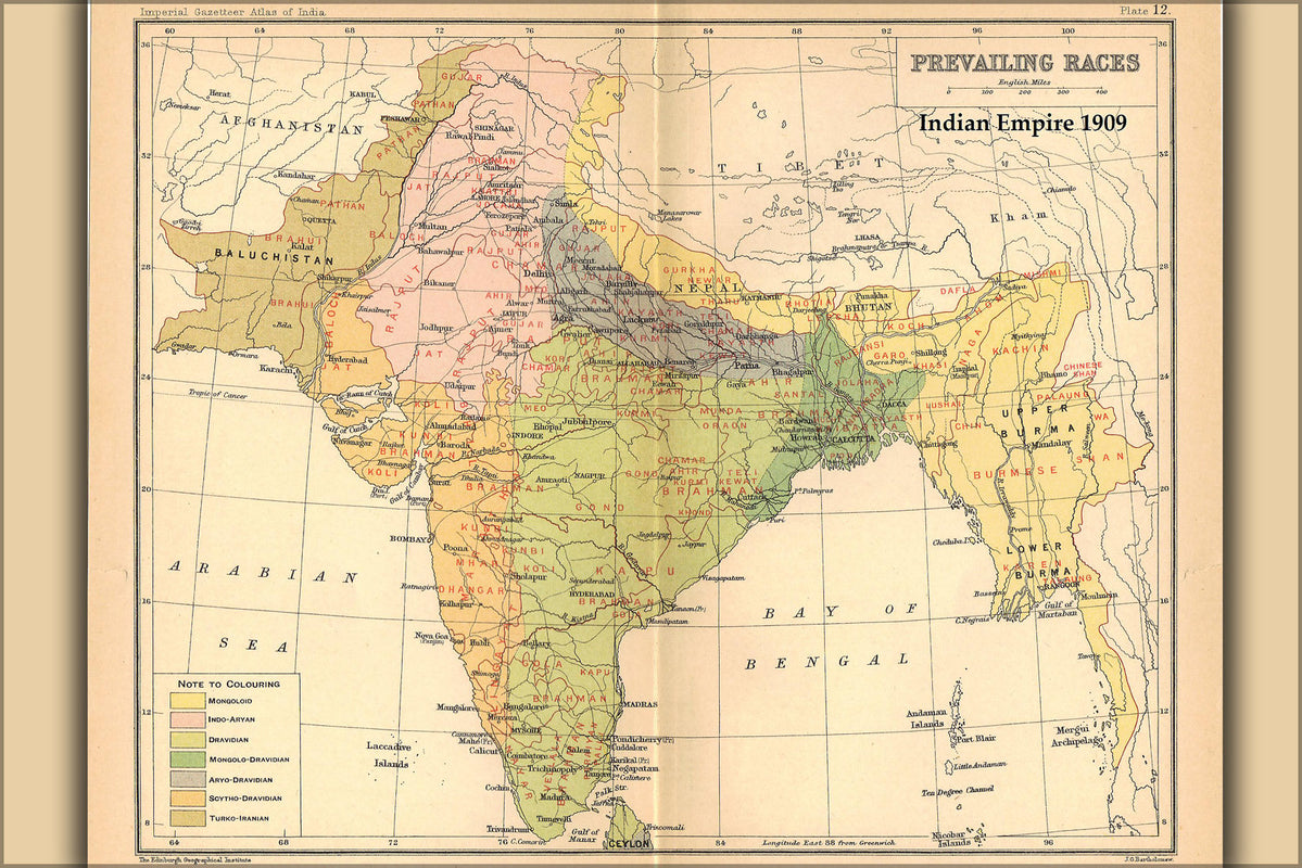 Poster, Many Sizes Available; Prevailing Races Of India Map C1909 ...